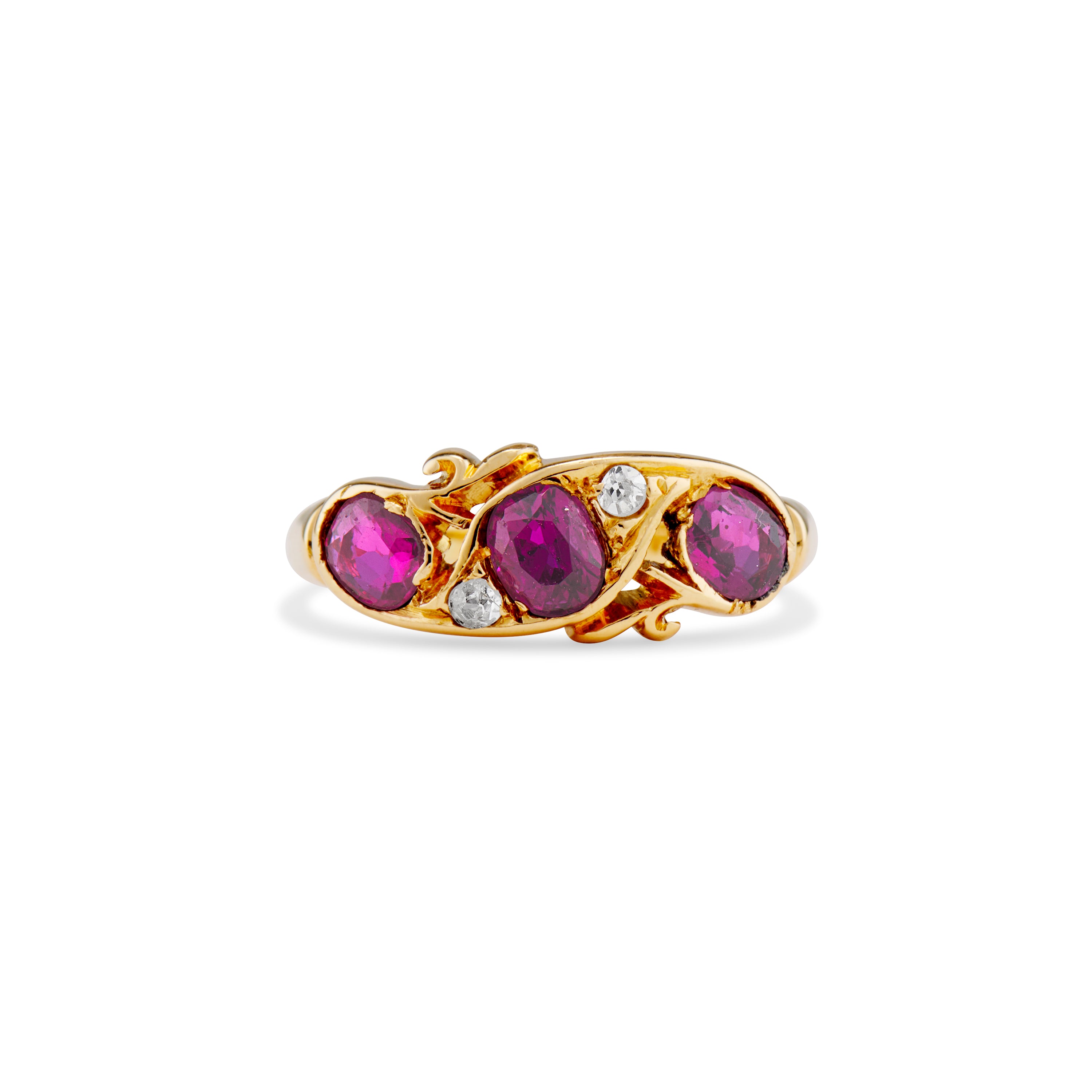 Antique Ruby Three Stone Ring – Ashley Zhang Jewelry