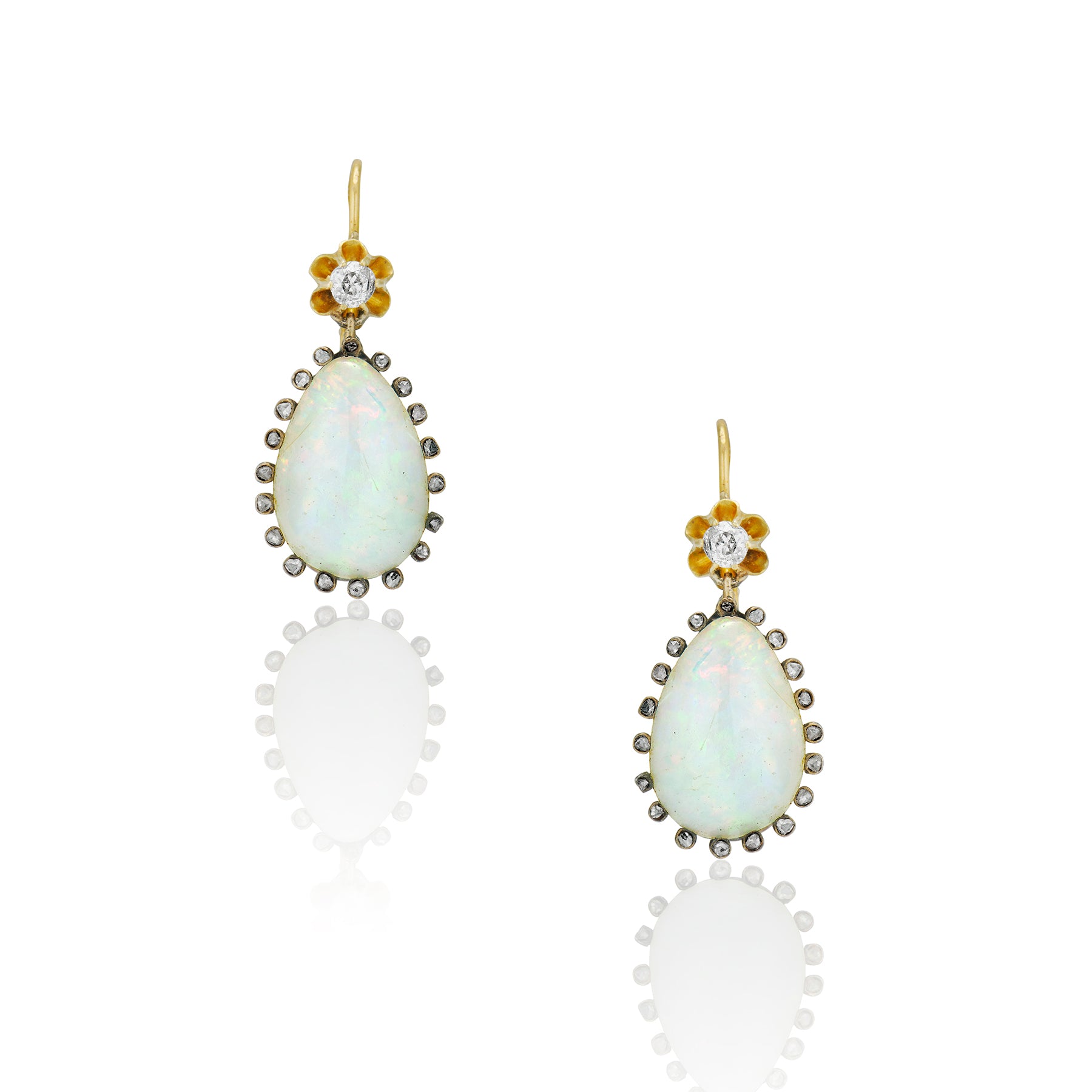 Edwardian Opal and Rose Cut Diamond Halo Earrings – Ashley Zhang Jewelry