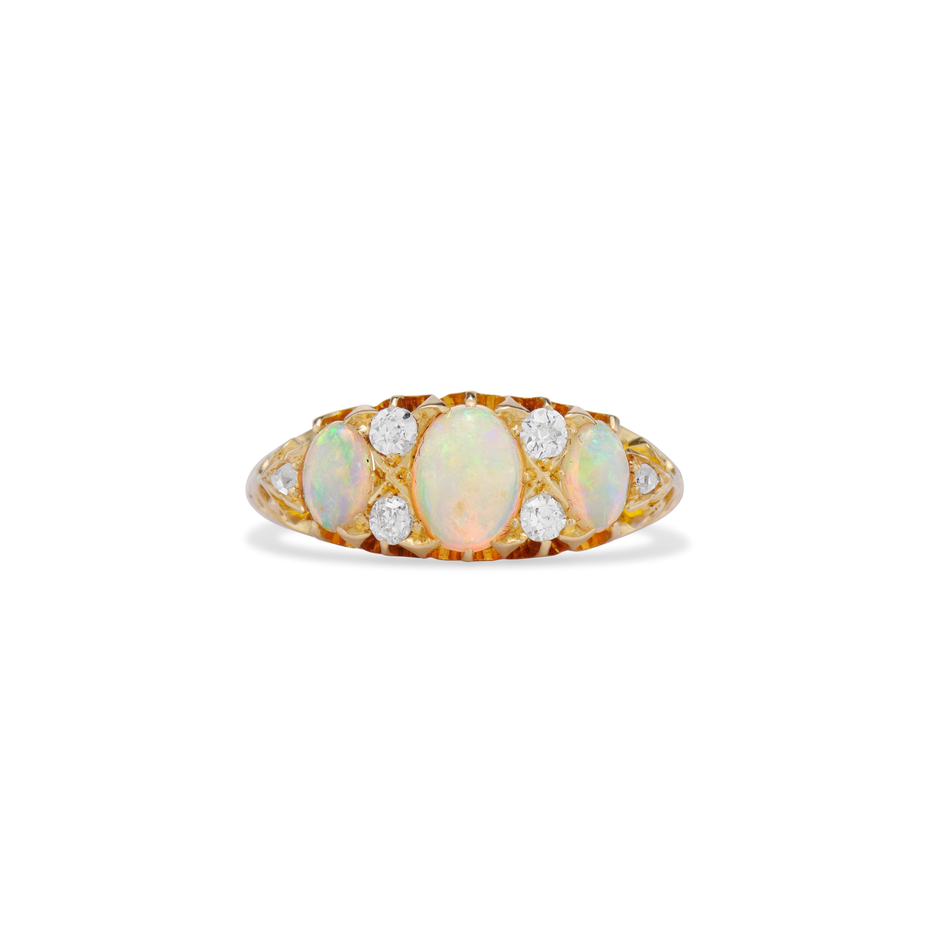 Victorian Opal and Diamond Scroll Half Hoop Ring – Ashley Zhang Jewelry