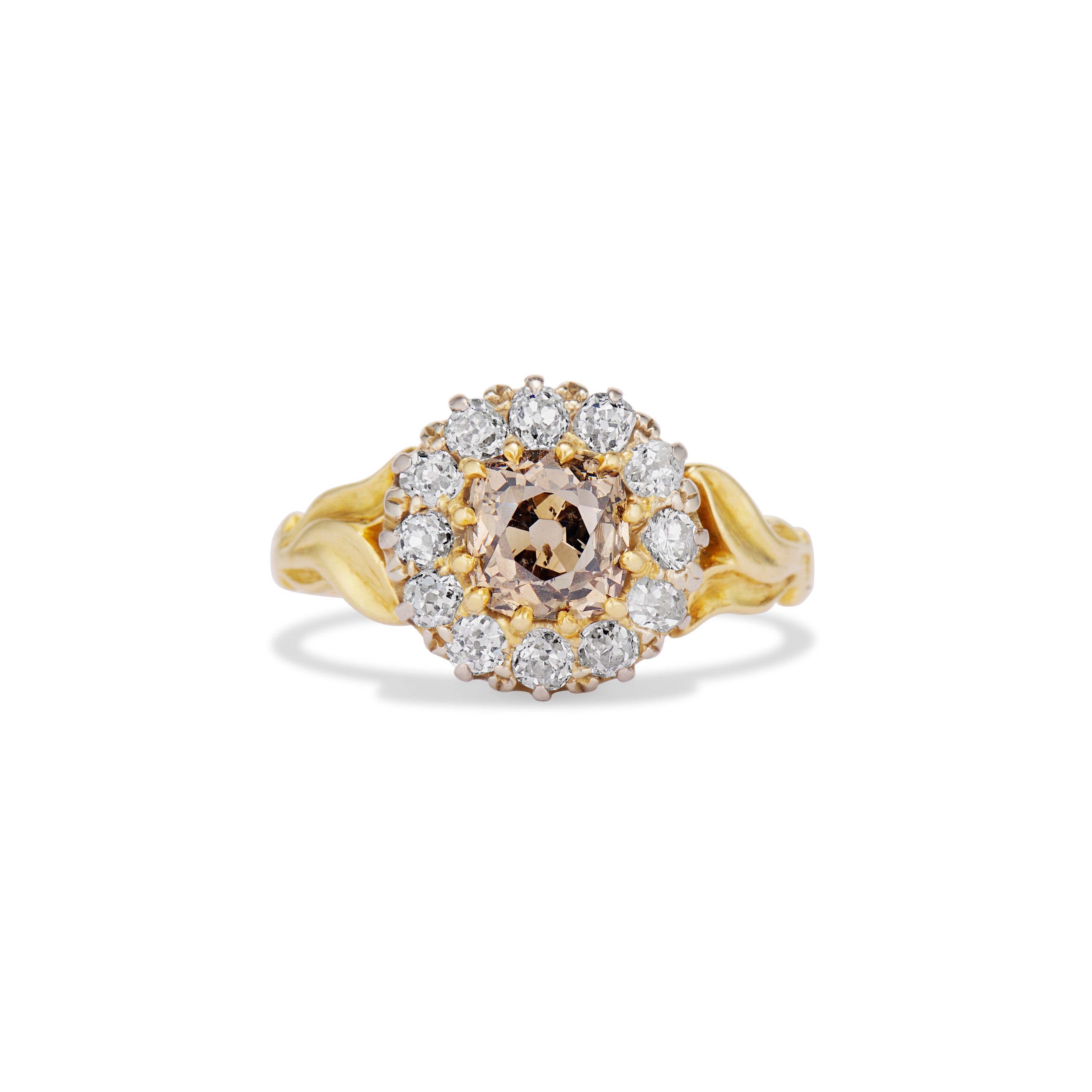 Champagne Old Mine Cut Diamond Cluster Ring – Ashley Zhang Jewelry