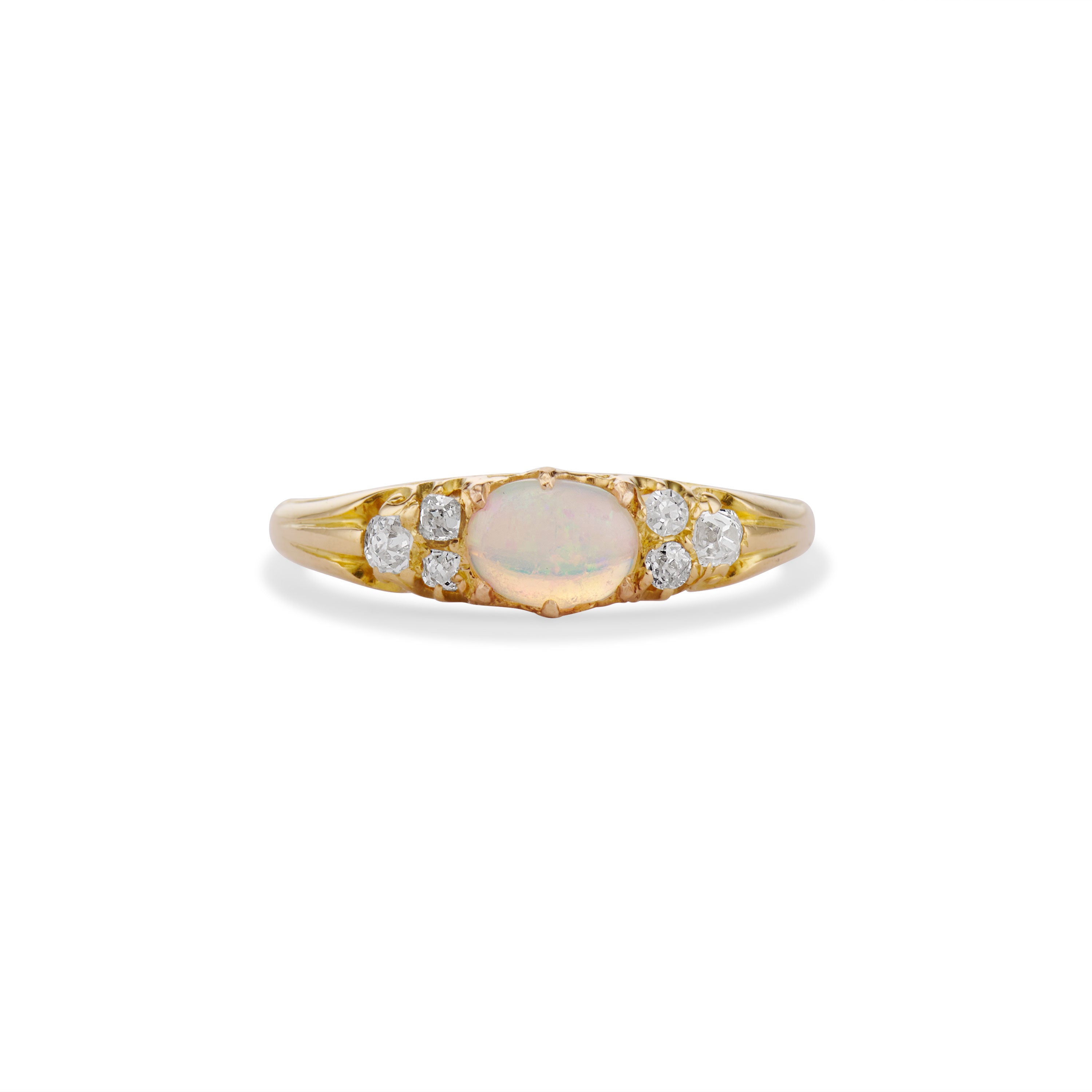 Edwardian Opal and Old Mine Cut Diamond Ring – Ashley Zhang Jewelry