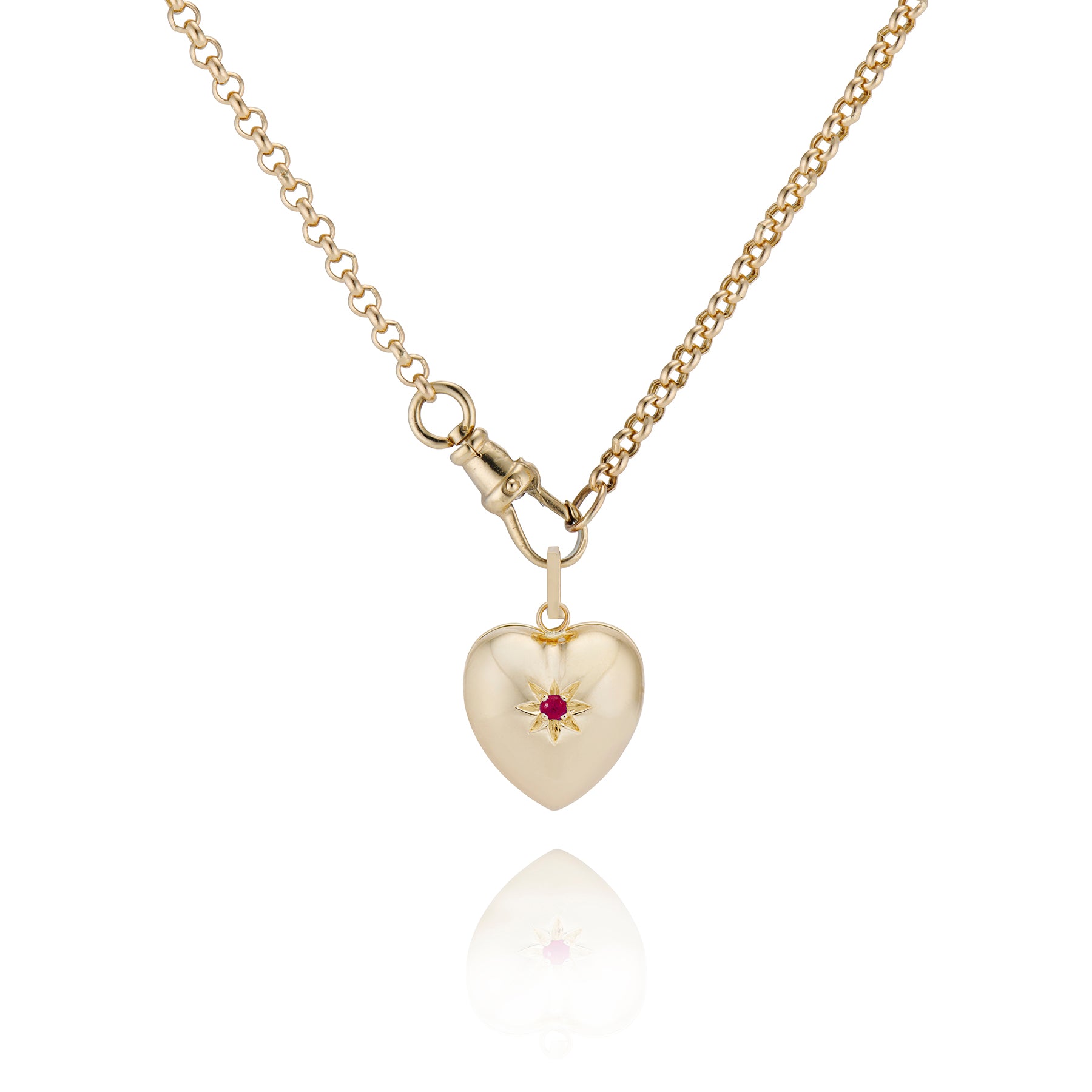 Ruby Start Heart Locket and Small Belcher Chain with Dog Clasp – Ashley ...