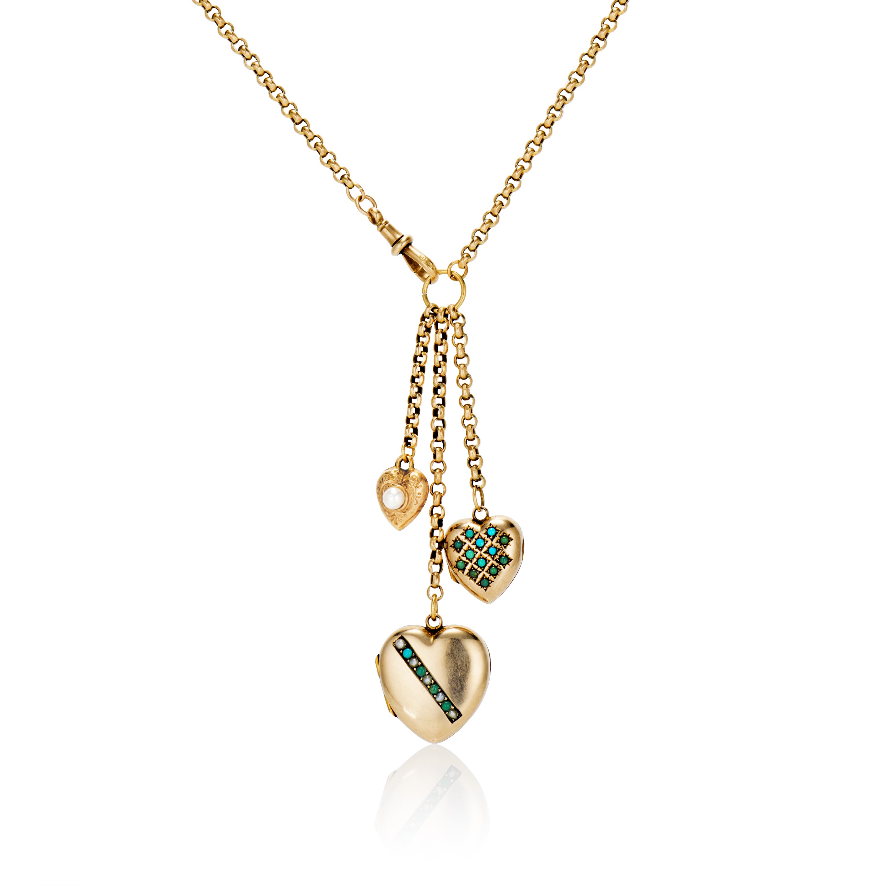 Three Hearts Pearl and Turquoise Locket Necklace – Ashley Zhang Jewelry