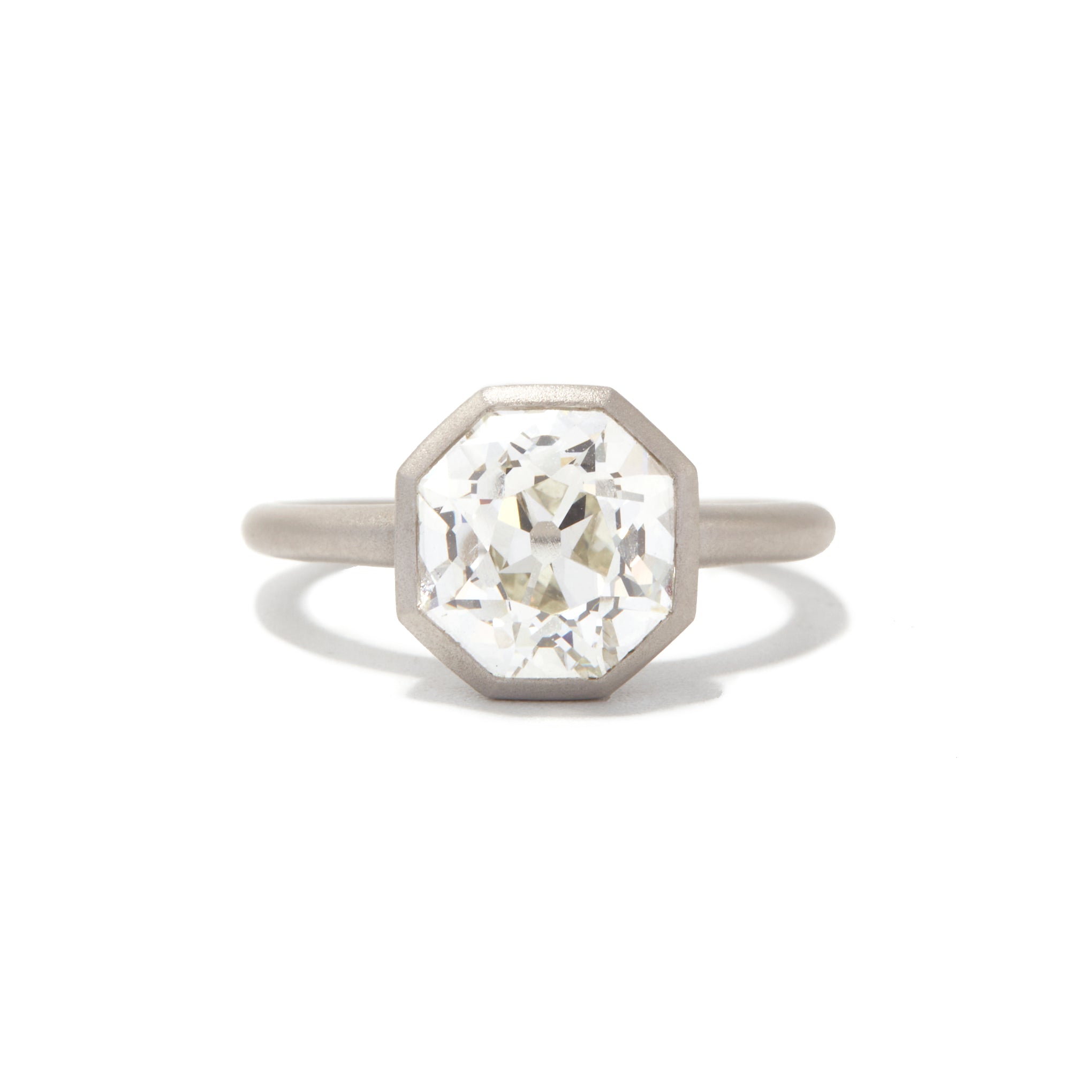 3.30 Carat Octagonal Cut Diamond Bezel Ring – Ashley Zhang Jewelry