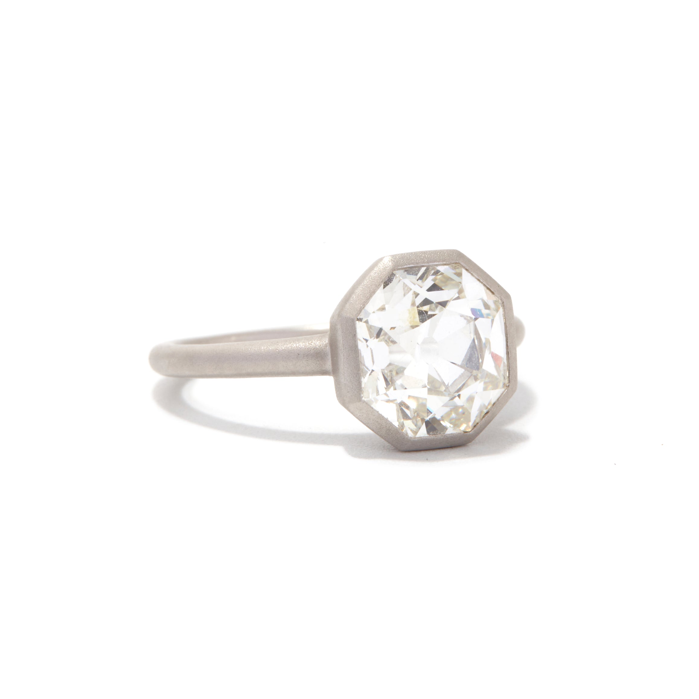 3.30 Carat Octagonal Cut Diamond Bezel Ring – Ashley Zhang Jewelry