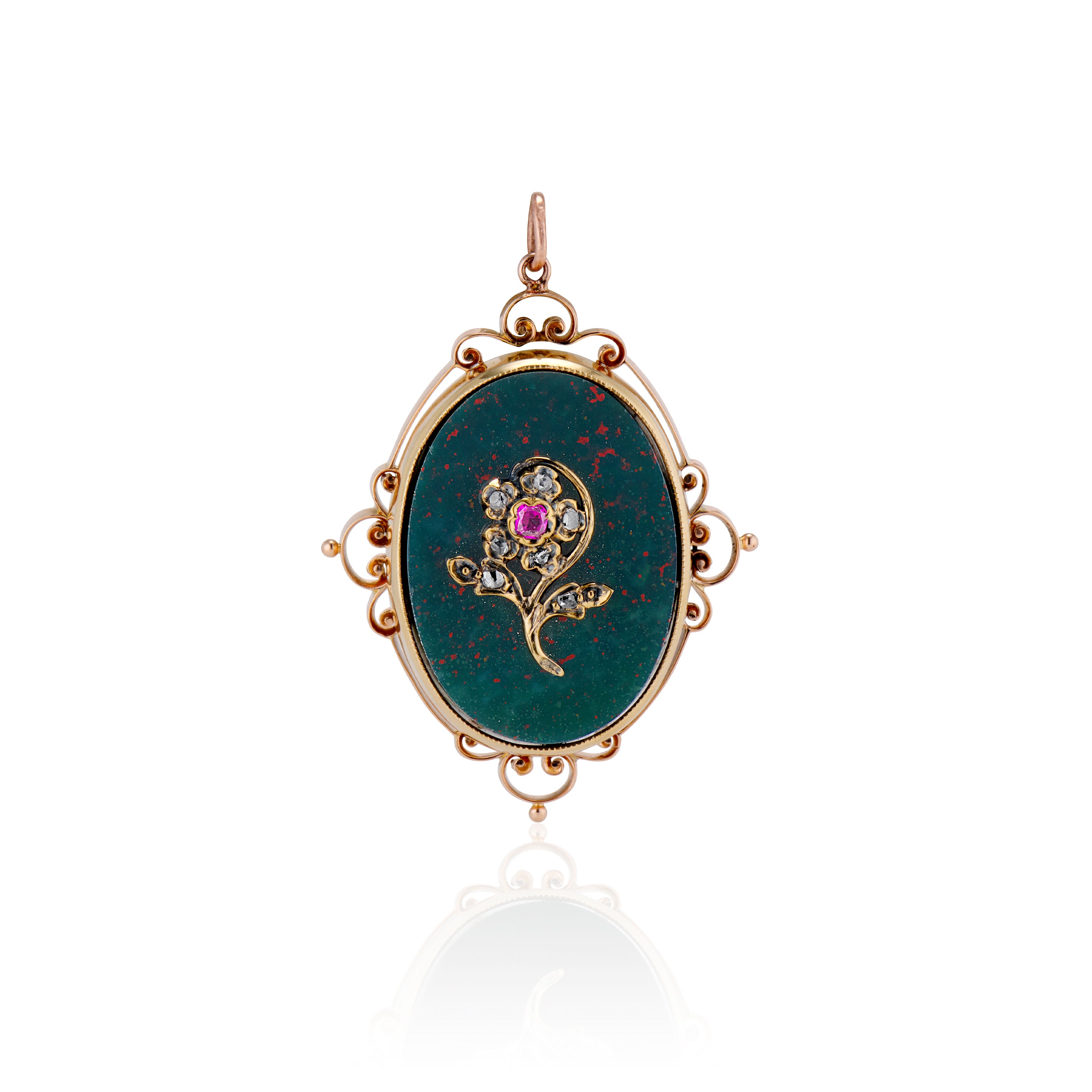 Bloodstone and Ruby Flower Pendant – Ashley Zhang Jewelry