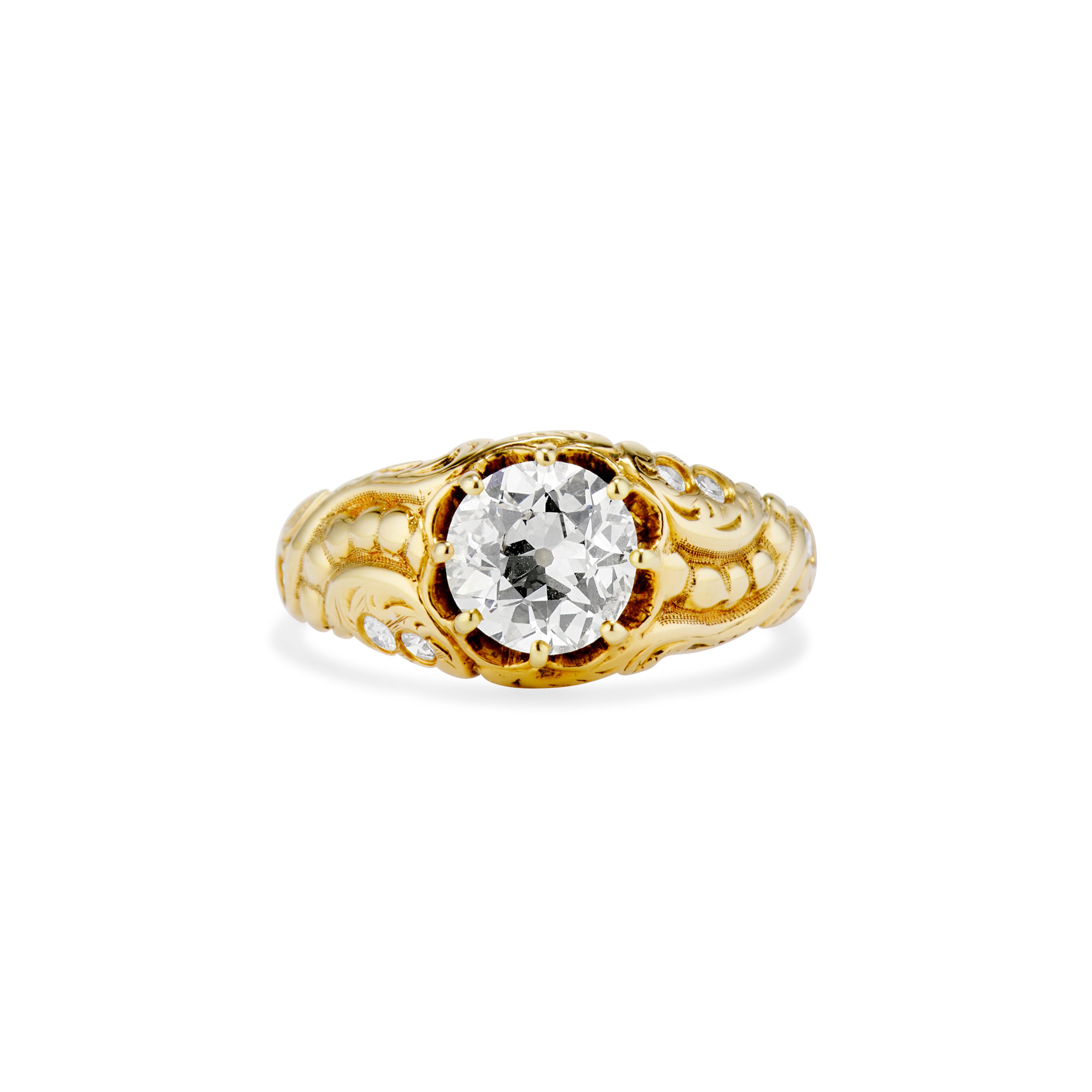 Engraved Diamond Belcher Ring – Ashley Zhang Jewelry