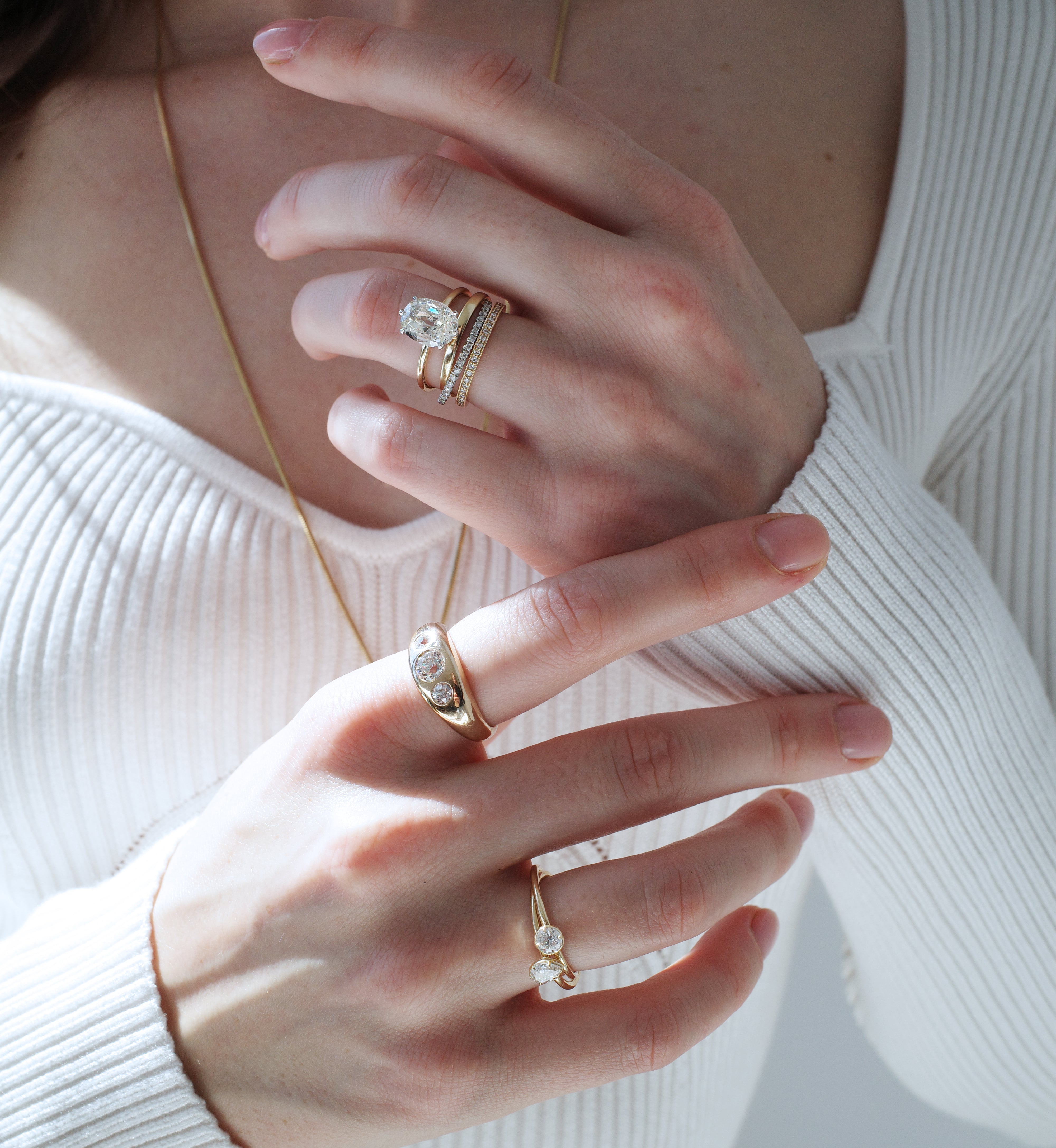 Round and Pear Cut Diamond Rolling Ring – Ashley Zhang Jewelry